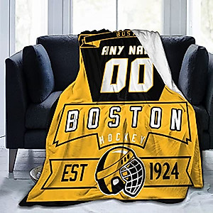 Custom Blanket for Bed Personalized Fans Gift Hockey City Summer Winter Fleece Throw Blankets Add Name and Number Personalized
