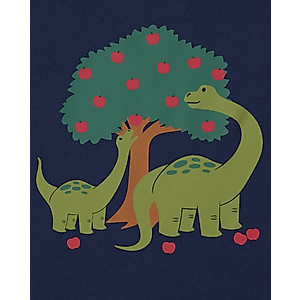 The Children's Place Baby Boys and Toddler Long Sleeve Fashion Shirt, Dino Apple Tree/Red Plaid/Stripes 3 Pack, 4T US