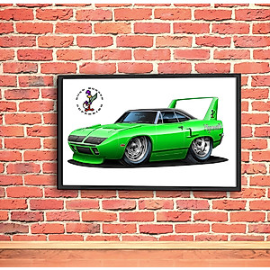 1970 Plymouth Superbird Sublime Green Car 36" x 24" Wall Art Poster Print