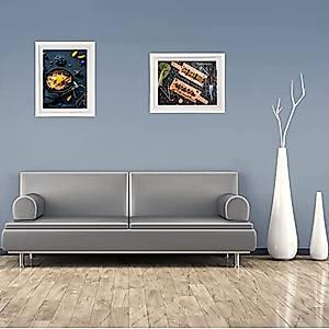 10x14 Wood Picture Frame Diamond Painting Frames Display 10x14in / 25x35cm Without Mat or 8x12in / 20x30cm with Mat 10x14 Frame for Photo Poster Puzzle Diamond Art Gallery Wall Hanging - White 2 Pack