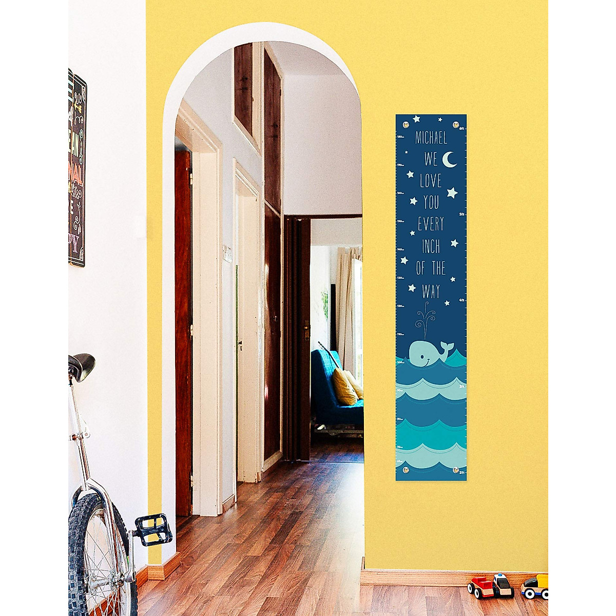 Nautical Gifts for Kids Name We Love You Every Inch of The Way Aquatic Decor Customized Growth Chart