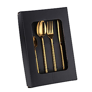 Buyer Star 20-Piece Silverware Set, Gold Flatware Cutlery Set, Stainless Steel 18/10 Utensil Forks Spoons Knives Set Service for 5 with Gift Box, Mirror Polished, Dishwasher Safe