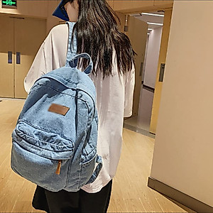 DINGZZ Soft Canvas School Backpack Trendy Denim Travel Student Bag Male Female College Backpack (Color : E, Size : 32 * 13 * 40CM)