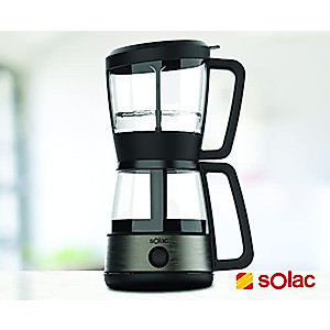 Solac SIPHON BREWER 3-in-1 Vacuum Coffee Maker, Tea Brewer & Water Boiler, Brushed Stainless Steel and Black, 30 oz