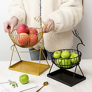 BESPORTBLE 1pc Deer Double Layer Fruit Basket Fruit Serving Basket Dry Fruit Holder Thank You Bags Wire Fruit Basket Fruits Metal Baskets Tabletop Decor Iron Household Fruit Dish