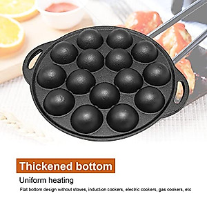 15 Hole Cast Iron Takoyaki Pan, Heavy Duty NonStick Cooking Plate 1.5" Half Sphere Octopus Ball Maker for Baking Cooking