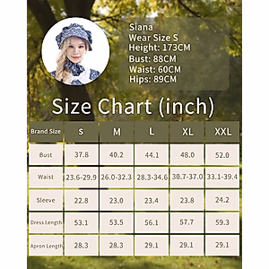 NSPSTT Women's Colonial 1800s Prairie Pioneer Costumes Dress, Blue, Large