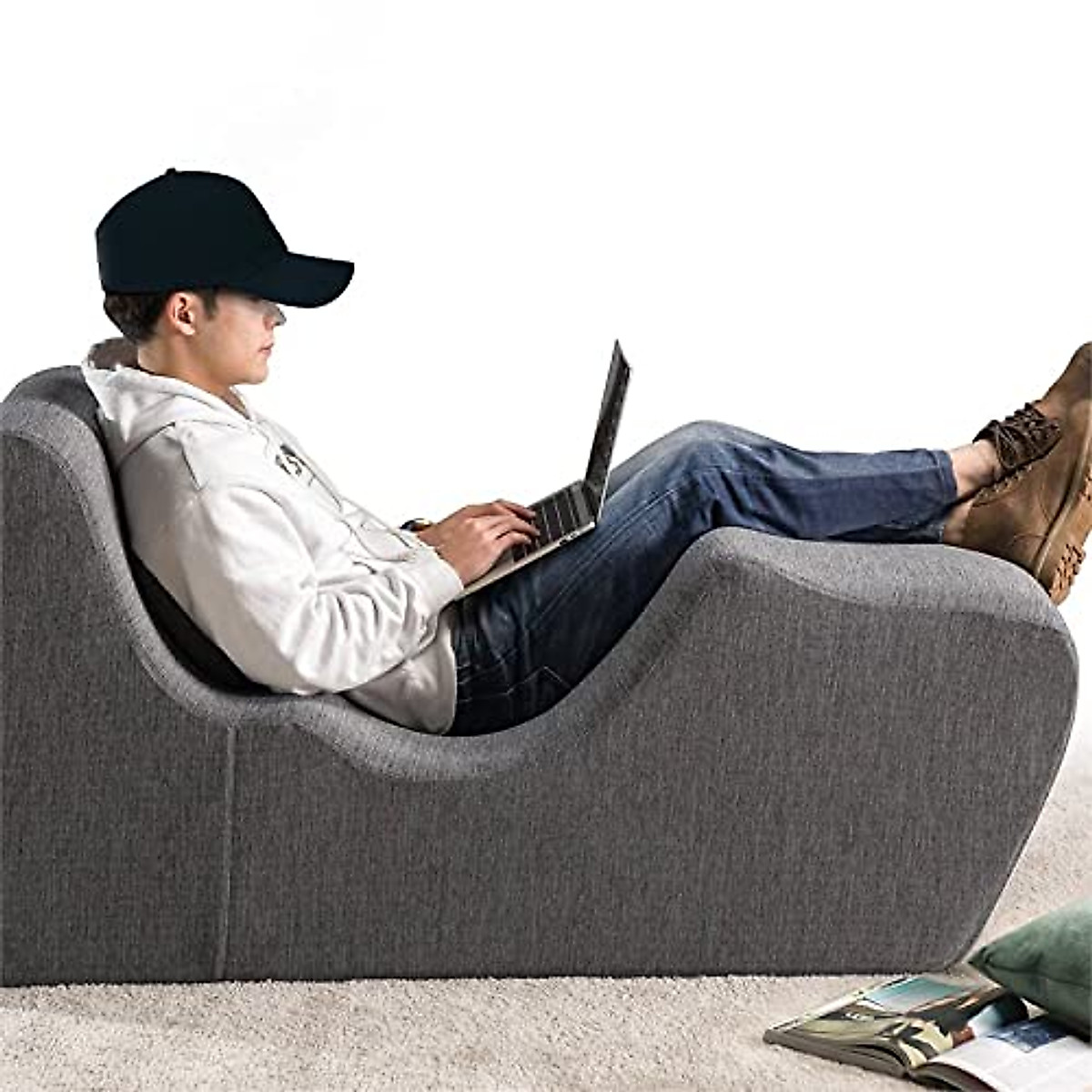 ZINUS Lotus Zero Gravity Chaise Lounger / Foam Recliner for Living Room / Ergonomic Positioning for Better Relaxation / Pillow Included / No Assembly