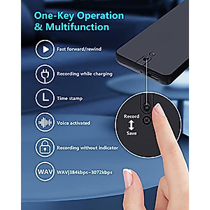 Digital Voice Recorder (1000mAh-150Hour Long Battery Life), Tonnlog 32GB Voice Activated Recorder with One-Click Recording 384kbps, Digital Audio Recorder for Lecture Interview Meeting