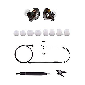 BASN High-Definition in Ear Monitor Headphones for Musicians with Detachable MMCX Earbuds; Dual Dynamic Drivers and Noise-Isolating (Brown)