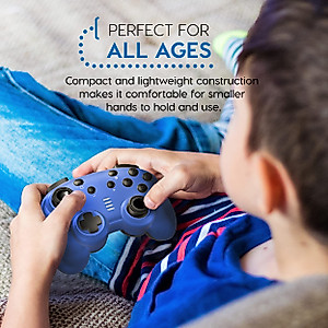 TalkWorks Mini Wireless Controller for Nintendo Switch And Switch OLED - Rechargeable Battery, 6-Axis Motion Control and Vibration - Ergonomic Design, Lightweight and Compact for All Ages - Blue