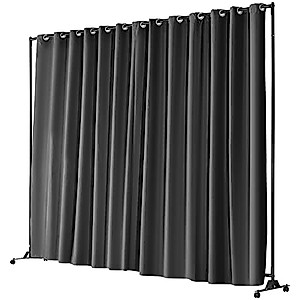 VEVOR Room Divider Curtain, 8 ft x 10 ft Portable Panel Room Divider with Wheels Curtain Divider Stand, Room Divider Privacy Screen for Office, Bedroom, Dining Room, Study, Light Grey