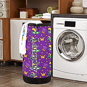 Kigai Mardi Gras Theme Laundry Bag, Drawstring Closure Dirty Clothes Bag Large Travel Camp Durable Tear Resistant Backpack Storage Bag - 14.5 X 29.3 in