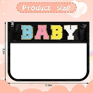 3 Pieces Chenille Letter Clear Zipper Pouches PVC Travel Pouch Waterproof Make up Bag Baby Preppy Snack Bags Clear Cosmetic Bags Mama Toiletry Small Makeup Organizer for Women Girls Kids Gifts