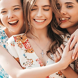 AmorAime 925 Sterling Silver Cross Necklace for Women Heart Necklaces for Mother for Festival, Vacation or Holiday