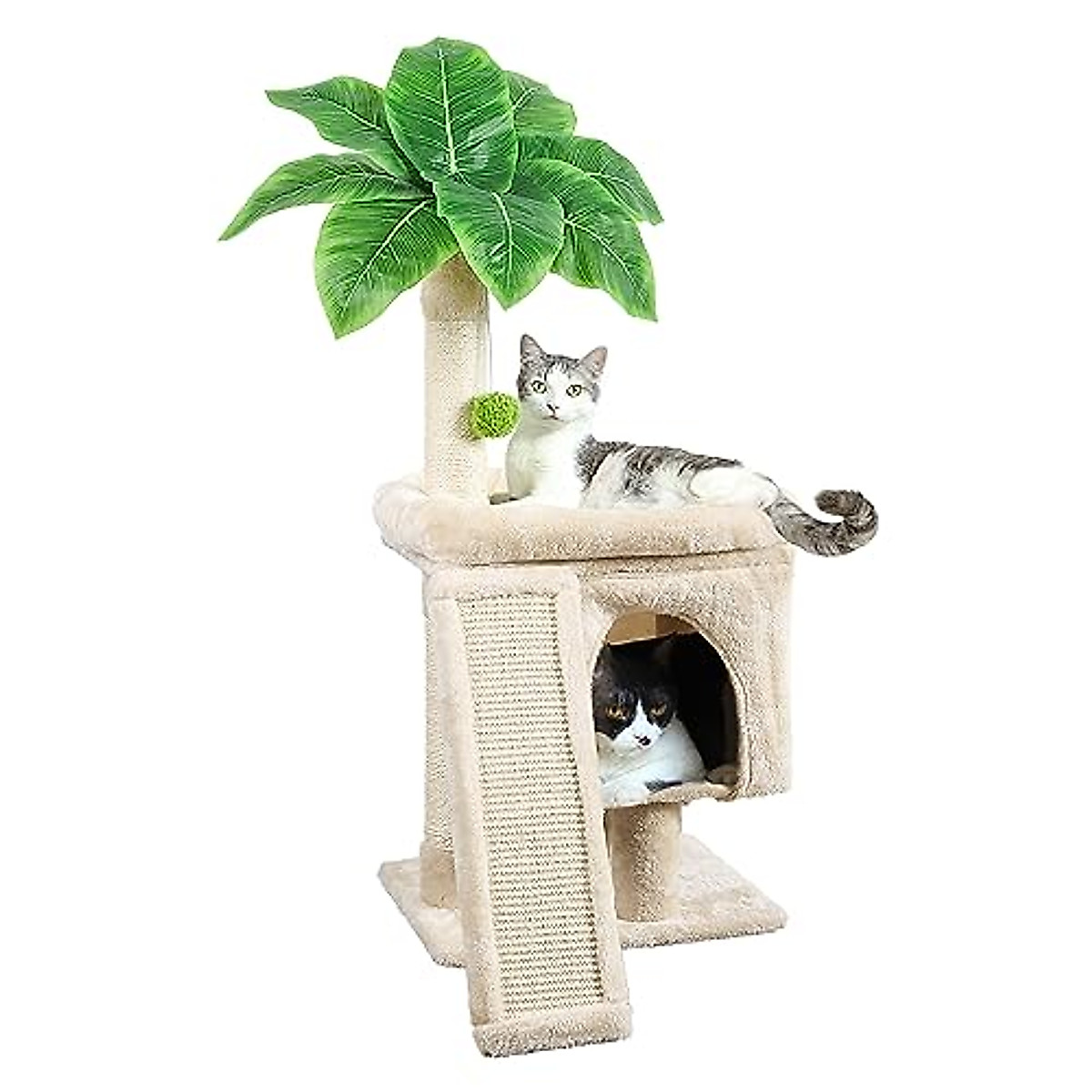 Cat Tower 33'' Cat Tree Indoor Palm Tree Large Cat Perch with Scratching Board Cat Tower with Natural Sisal Ball Furniture Pet House Play Activity Center Suitable for Adult Cats and Kittens
