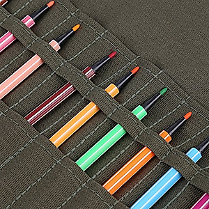 Paint Brush Bag, 30 Slots Larger Roll Up Pen Holder Canvas Pouch for Draw Pen Watercolor Oil Brushes