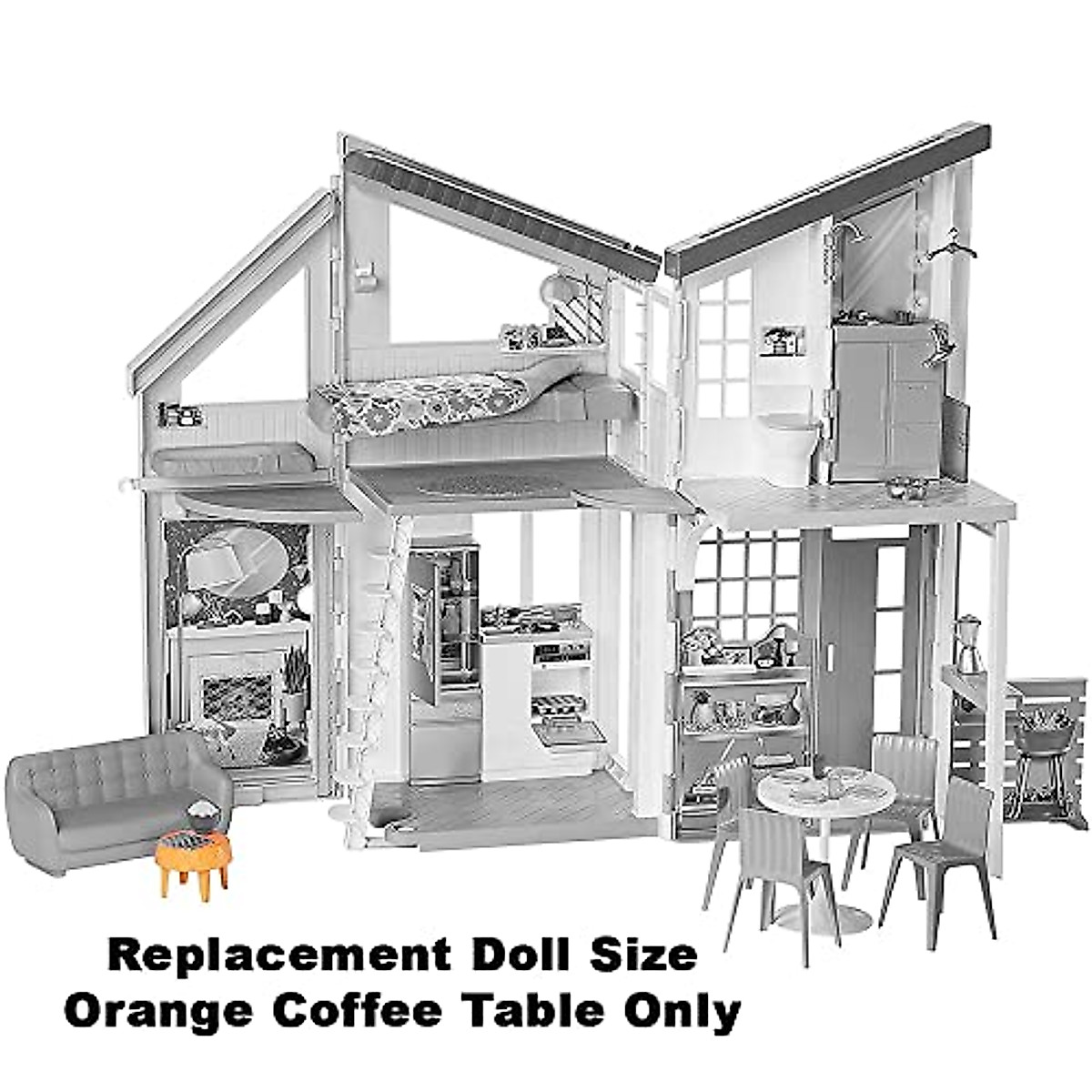 F-Price Replacement Parts for Barbie Malibu House Dollhouse Playset - FXG57 ~ Replacement Doll Size Orange Coffee Table