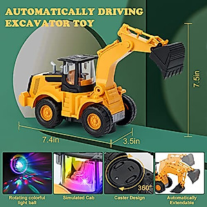 Kizeefun Excavator Truck Kids Toys: Construction 2-5 Toddler Toys Digger Truck with Electric Universal Wheel Children Car Toys with Light and Music Birthday Christmas for 2 3 4 5 Years Old Boy
