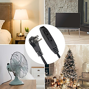 Clear Power 2-Pack 6 ft Indoor Extension Cord 3 Grounded Outlets 16/3 SPT-2, 3 Prong Low-Profile Flat Plug, Black, DCIC-00472P-DC