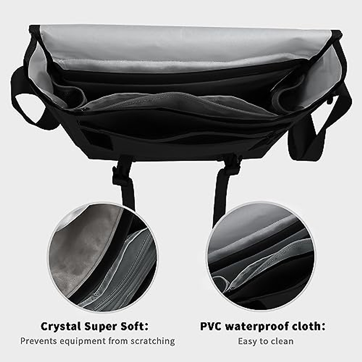 SIMTOP Messenger Bag iPad Bag Crossbody Bag Shoulder Messenger Bag Durable Crossbody Shoulder Bag for Commuters and Travelers Water Resistant Scratch and Wear Eesistance Versatile YKK Zipper. (Black)