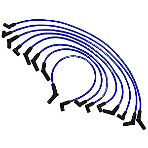 A-Team Performance - Silicone Spark Plug Wires Set - Compatible with SBF Small Block Ford Valve Cover Wires 221 255 260 289 302 351W BOSS 302 Fits HEI Distributor Caps Blue 8.0mm