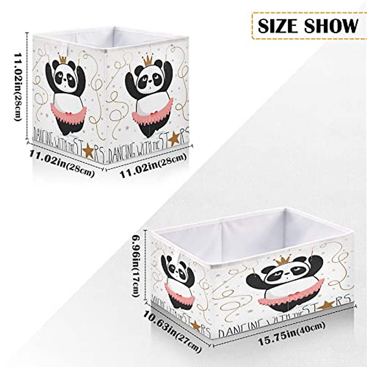 Kigai Panda Dancer Cube Storage Bins - 11x11x11 In Large Foldable Storage Basket Fabric Storage Baskes Organizer for Toys, Books, Shelves, Closet, Home Decor