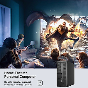 HP Tower Computers EliteDesk 800 G2 PC Tower,Intel Quad Core i7 Desktop,32GB Ram 512GB SSD,3TB HDD,DVD,VGA,USB,BT,DP,AX210 Built-in WiFi, Wireless K&M + TJJ Mouse PAD,Win10(Renewed)