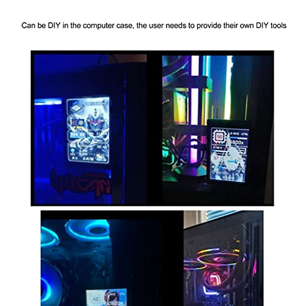 Computer Temp Monitor, Mini Screen IPS Full View Display USB Type C Interface PC Temperature Display 3.5in for Home(Black)