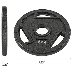 BalanceFrom Powergainz Olympic 2-Inch Cast Iron Plate Weight Plate for Strength Training and Weightlifting,Black POG-AT2IN-10X4