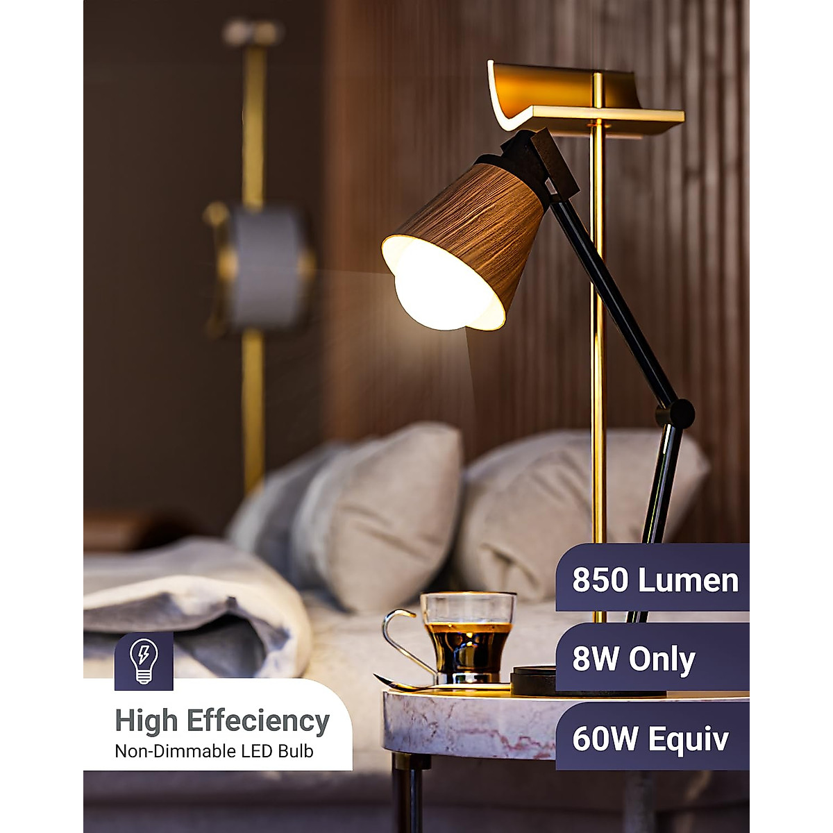 Sunco 24 Pack LED Light Bulbs, E26 Base Lamp Bulbs A19, [Focos LED para Casa], 5000K Daylight, 8W (60 Watt Equivalent), 850 LM, Non-Dimmable, 25000 Lifetime Hours for Bedroom, Bathroom UL