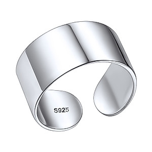 PROSILVER 925 Sterling Silver Toe Ring Open Ring Adjustable Toe Rings For Men Women Wide Wrap Toe Ring Band