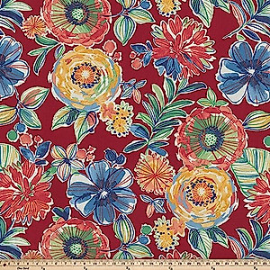 Pillow Perfect Bright Floral Indoor/Outdoor Accent Throw Pillow, Plush Fill, Weather, and Fade Resistant, Large Throw - 18.5" x 18.5", Red/Blue Colsen, 2 Count