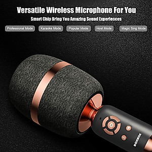 BONAOK Wireless Bluetooth Karaoke Microphone, Portable Mic Singing Machine for PC/All Smartphones Home Party Indoor Outdoor Q3(Gray)