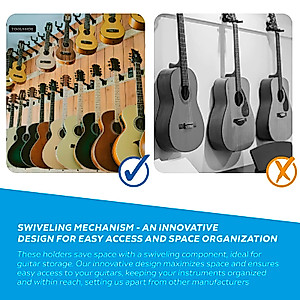 TOOLSSIDE 5 Pcs Guitar Hanger Wall Mount Hook Stand 180 - Guitar Hooks for Wall Adjustable with Slat Adapter - Guitar Wall Mount for Electric Acoustic and Bass Guitars