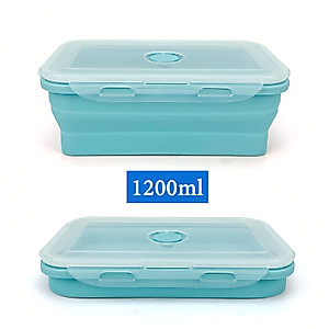 Lunbengo 4Pack Collapsible Reusable Lunch Containers, 350ml-500ml-800ml-1200ml, Silicone Food Storage Containers with Lids, Food Grade, Space Saving, Leak-proof Camping Travel Food Containers