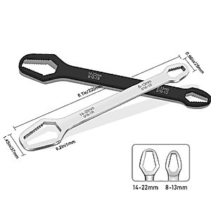 MOTEERLLU 8-22mm Universal Torx Wrench Set, Double-ended Self-tightening Adjustable Wrench Tools (2 PCS)