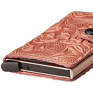 Secrid Mini Wallet Genuine Leather Ornament Rose Safe Card Case max 12 cards
