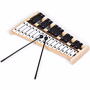 Giantex 27 Note Glockenspiel Xylophone, Percussion Instrument with Wood Base and 27 Metal Keys, Alto Full Size Glockenspiel Xylophone for Adults and Kids- Includes 2 Mallets and Carrying Bag