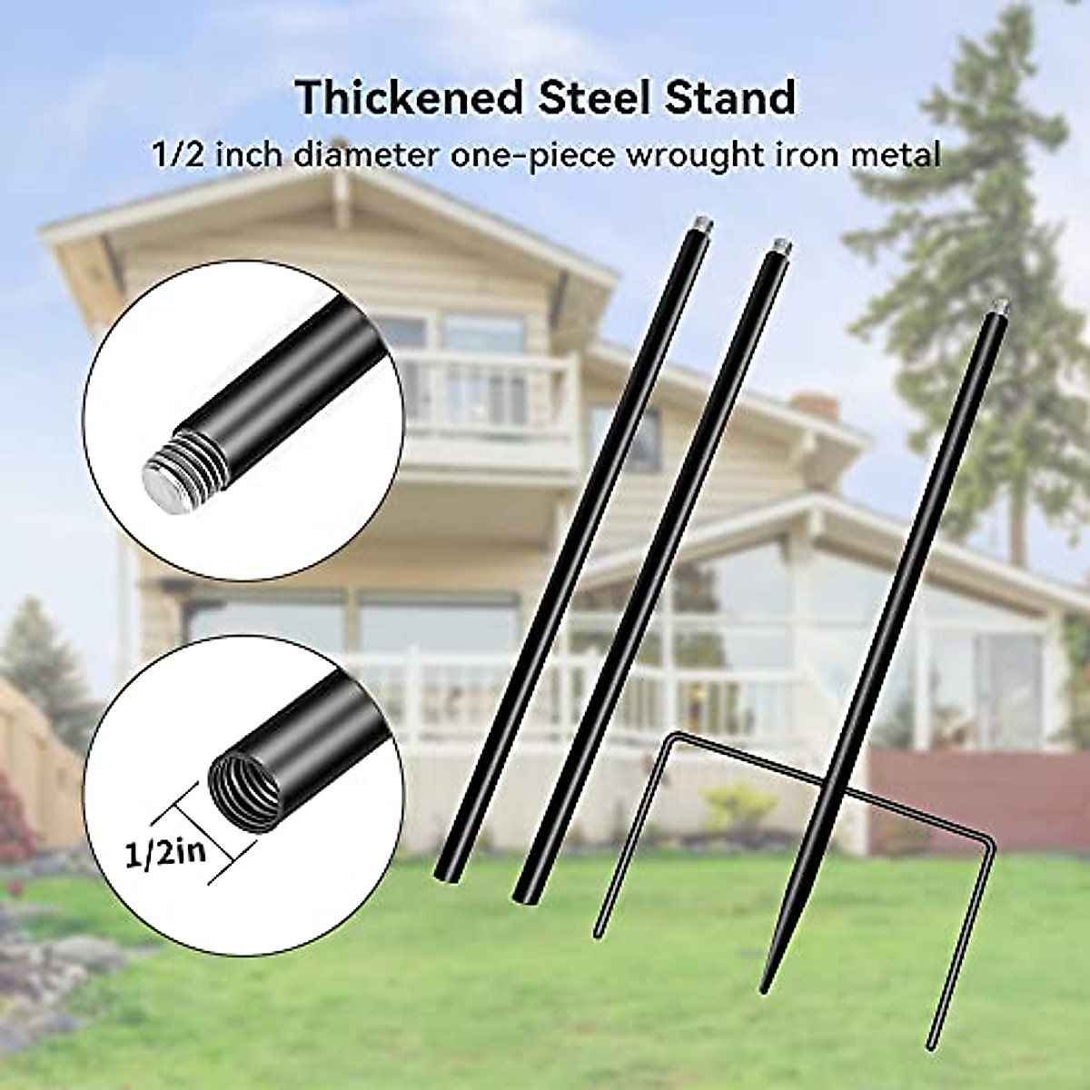 Jantens Garden Flag Holder Stand & Shepherds Hook, 36 Inch Garden Flag Pole with Anti-Wind Clip for Flag, Solar Lights, Wreath, and Decorations