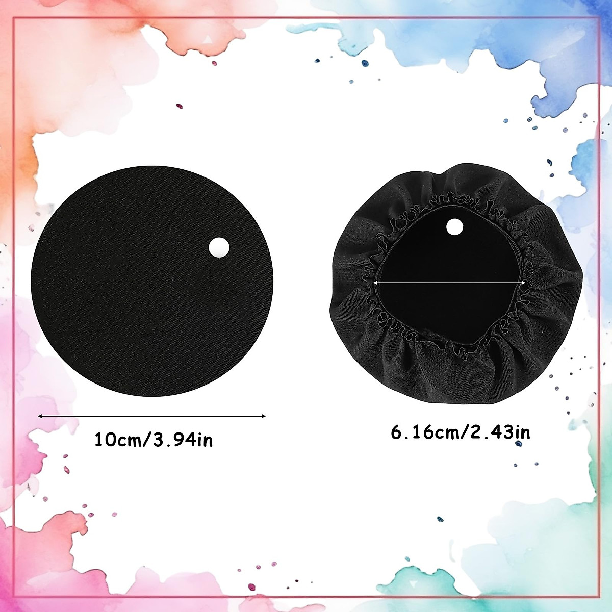 15pcs Drink Cover Scrunchies, Elastic Fabric Class Cup Drink Covers for Alcohol Protection with Straw Hole Reusable & Washable Protective Drink Cap for Women Girls Bar Party (Black)