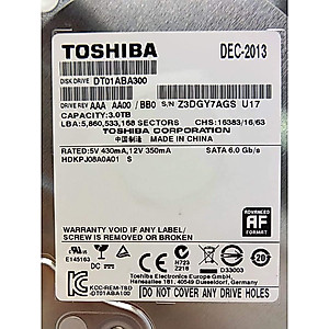 3TB Toshiba DT01ABA300 3.5-inch SATA 6Gbps Hard Drive (5940rpm, 32MB cache)