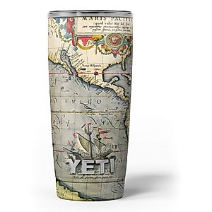 Design Skinz The Vintage Coast Map - Skin Decal Vinyl Wrap Kit Compatible with The Yeti Rambler Cooler Tumbler Cups