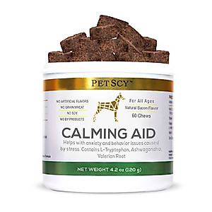 Petscy - Calming Chews for Dogs, Natural Dog Calming Chews with GABA and Lemon Balm for Stress & Anxiety Relief, Bite Sized Dog Anxiety Chews, Calming Dog Treats, 120g