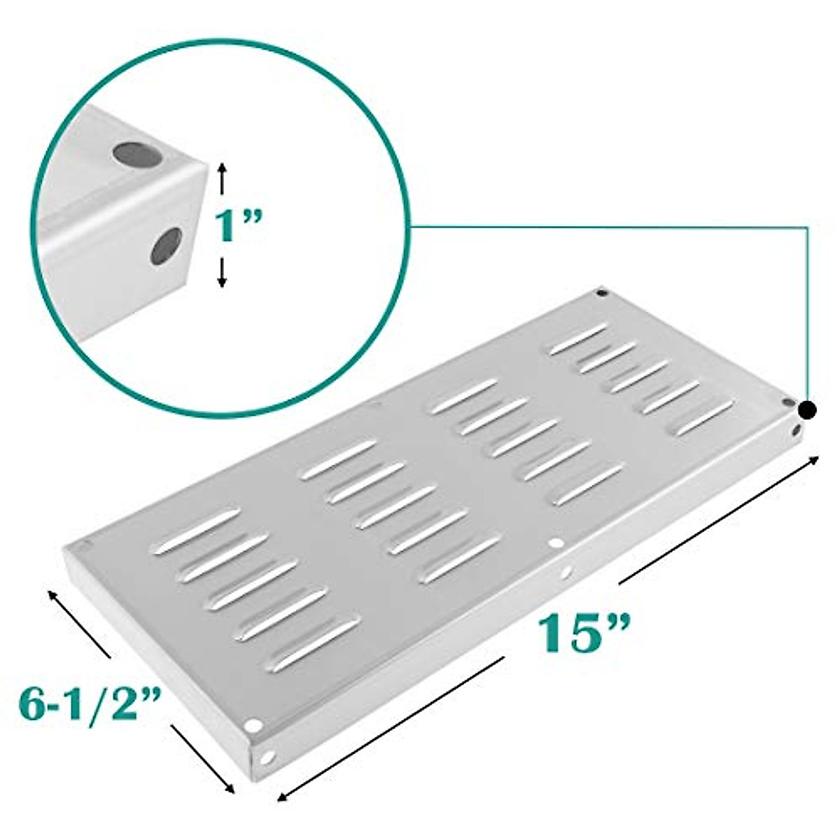 Stainless Steel Venting Panel for Grill Accessory, Masonry Fire Pits and Outdoor Kitchens, 15" by 6-1/2" by 1"