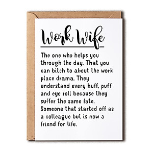 EruditeGifts Greeting Card - Work Wife/Bestie Birthday Card - Premium Heavy Cardstock - Includes Envelope - 5 x 7 inches
