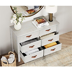 WAMPAT Kids Dresser for Bedroom, White Dresser with 6 Drawers, Baby Closet Storage Organizer Dressers & Chest of Drawers for Nursery, Living Room, Hallway
