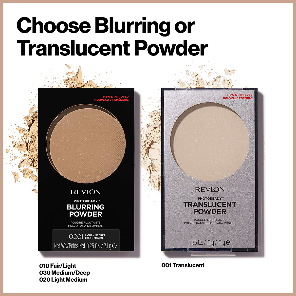 Revlon Translucent Powder, PhotoReady Blurring Face Makeup, Lightweight & Breathable High Pigment, Natural Finish, 001 Translucent, 0.25 Oz