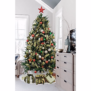 HUIHUANG Velvet Wired Ribbon 1-1/2 inch, Olive Green Velvet Ribbon for Gift Wrapping, Christmas Tree, Bows, Wreaths, Garland, Wedding Decor, Home Decor, Crafts-Continuous 10 Yards/Roll