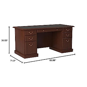 Bush Furniture Saratoga Executive Desk in Harvest Cherry and Black